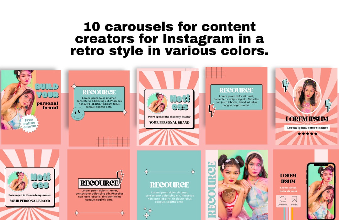 Continuous Carousels | Instagram Posts | Modern Retro Style | Vertical ...