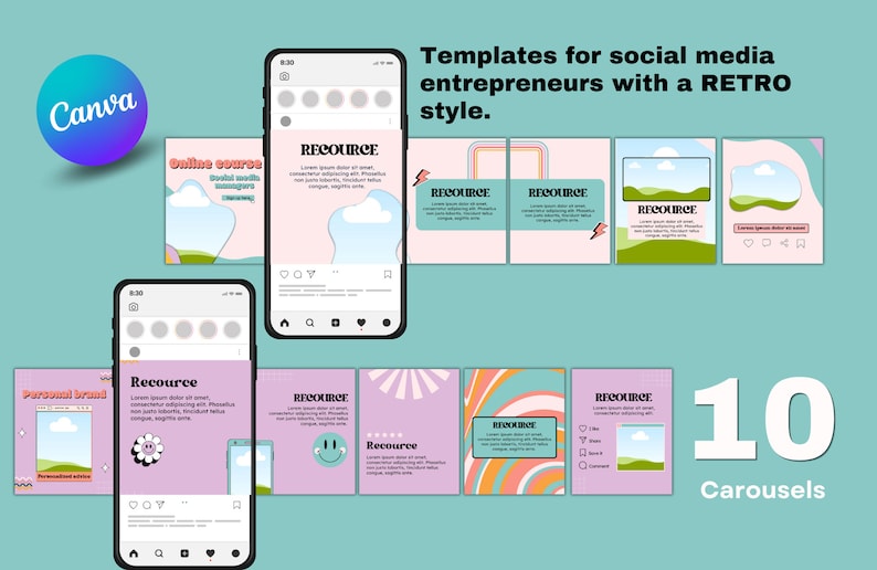 Continuous Carousels | Instagram Posts | Modern Retro Style | Vertical ...