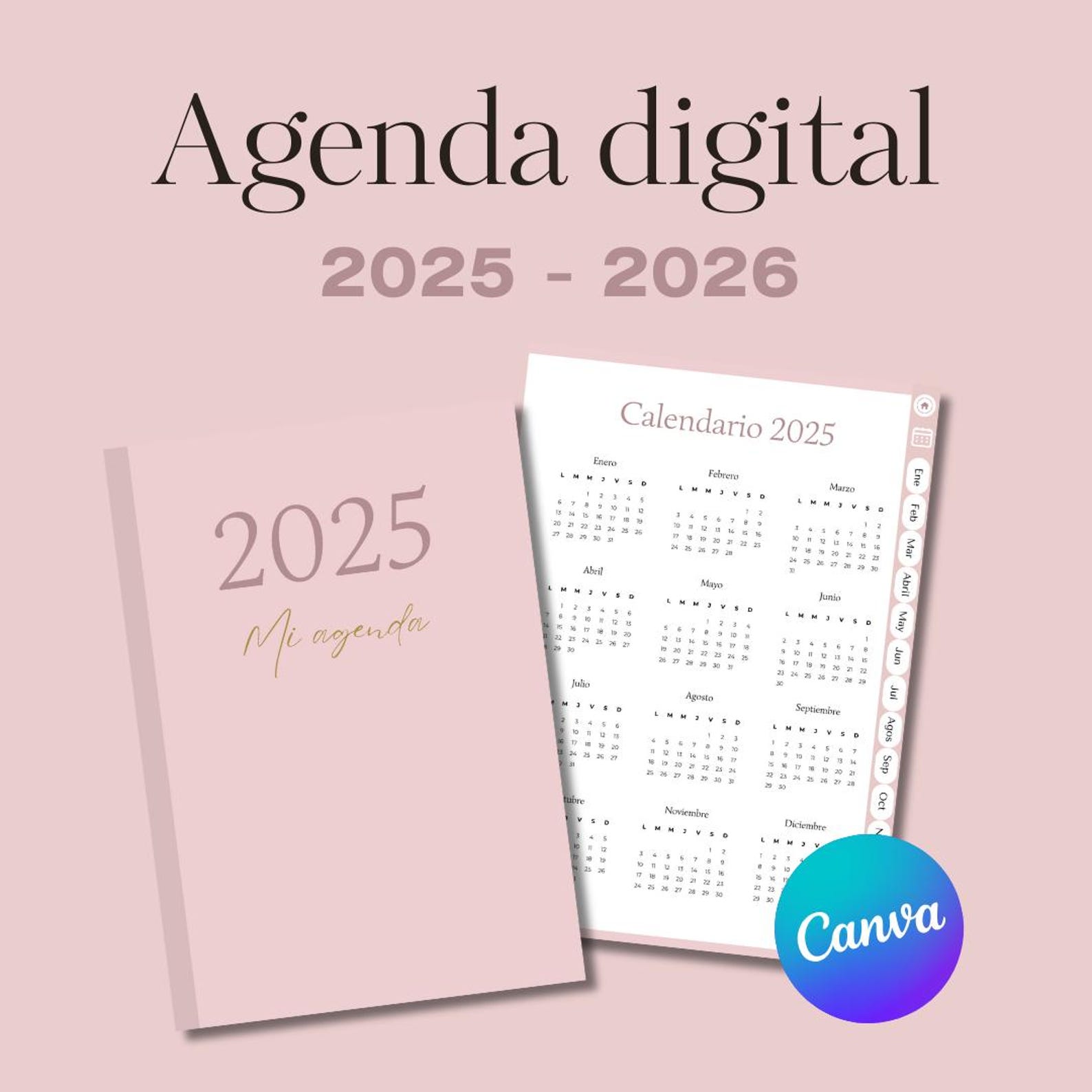 Agenda editable 2025 2026 agendas imprimible y versión digital. Plantillas editables ...