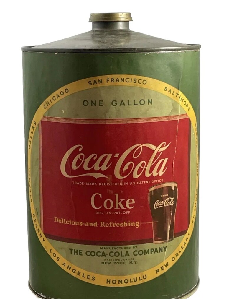 Vintage Coca Cola Syrup Can With Green Paper Label One Gallon Green ...