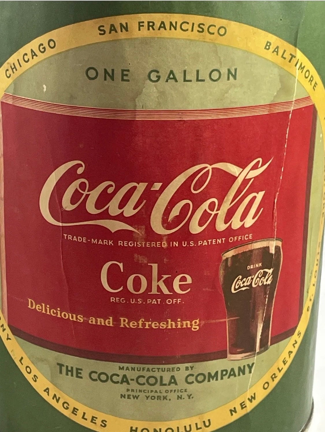 Vintage Coca Cola Syrup Can With Green Paper Label One Gallon Green ...
