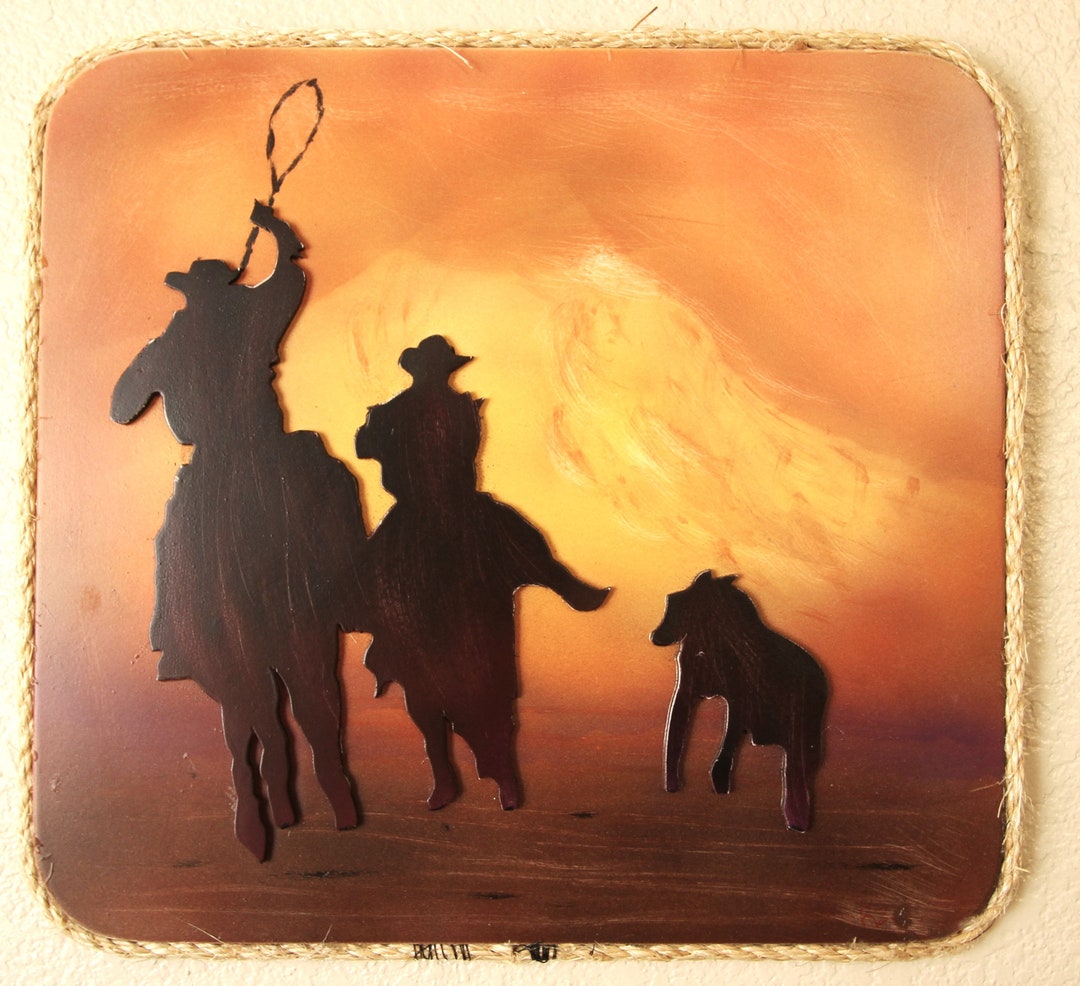 Old West Cowboys on a Dusty Round-up. Scroll Saw Air Brushed Art. - Etsy