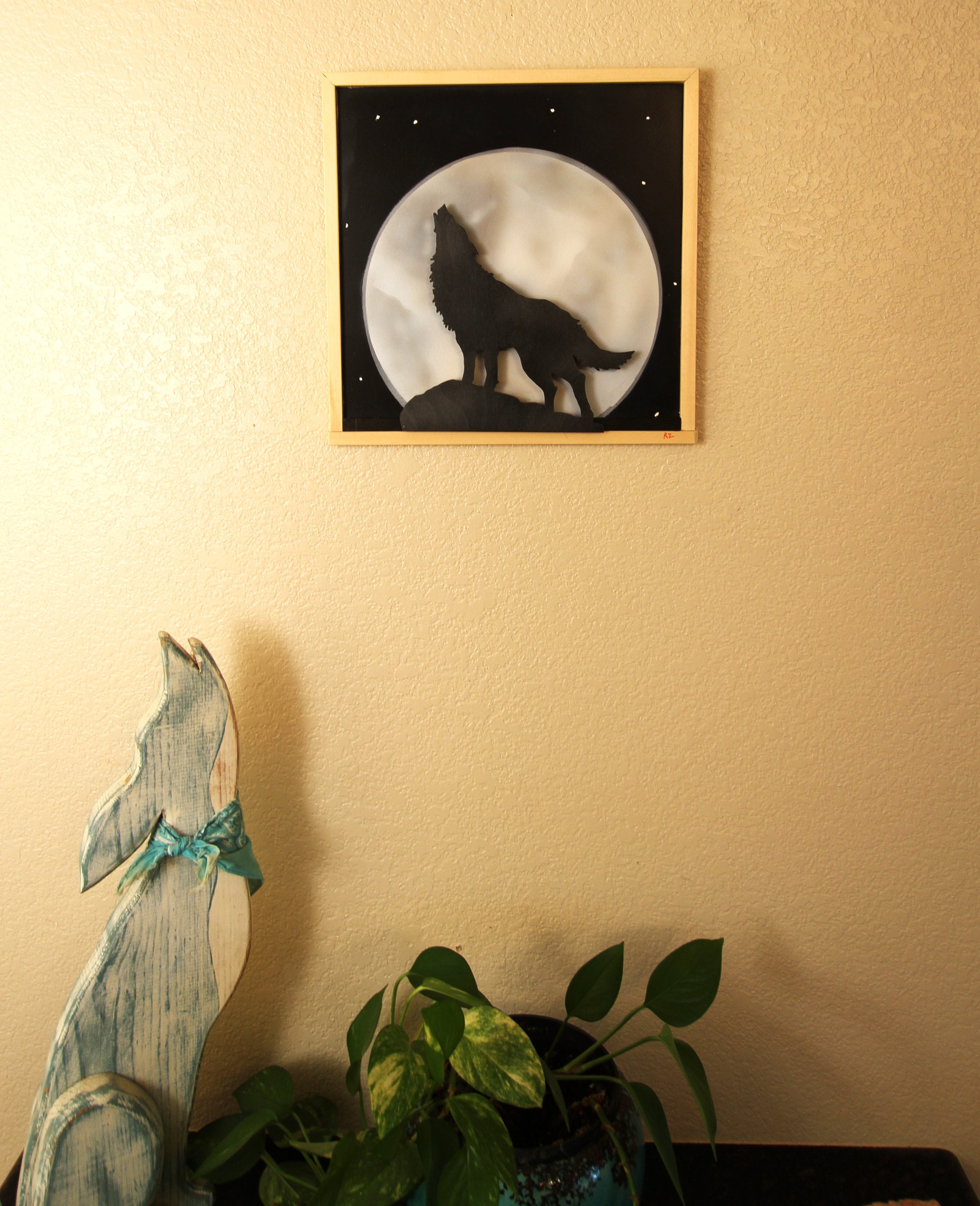 Howling Wolf Full Moon Scroll Saw and Airbrush Wall Art - Etsy