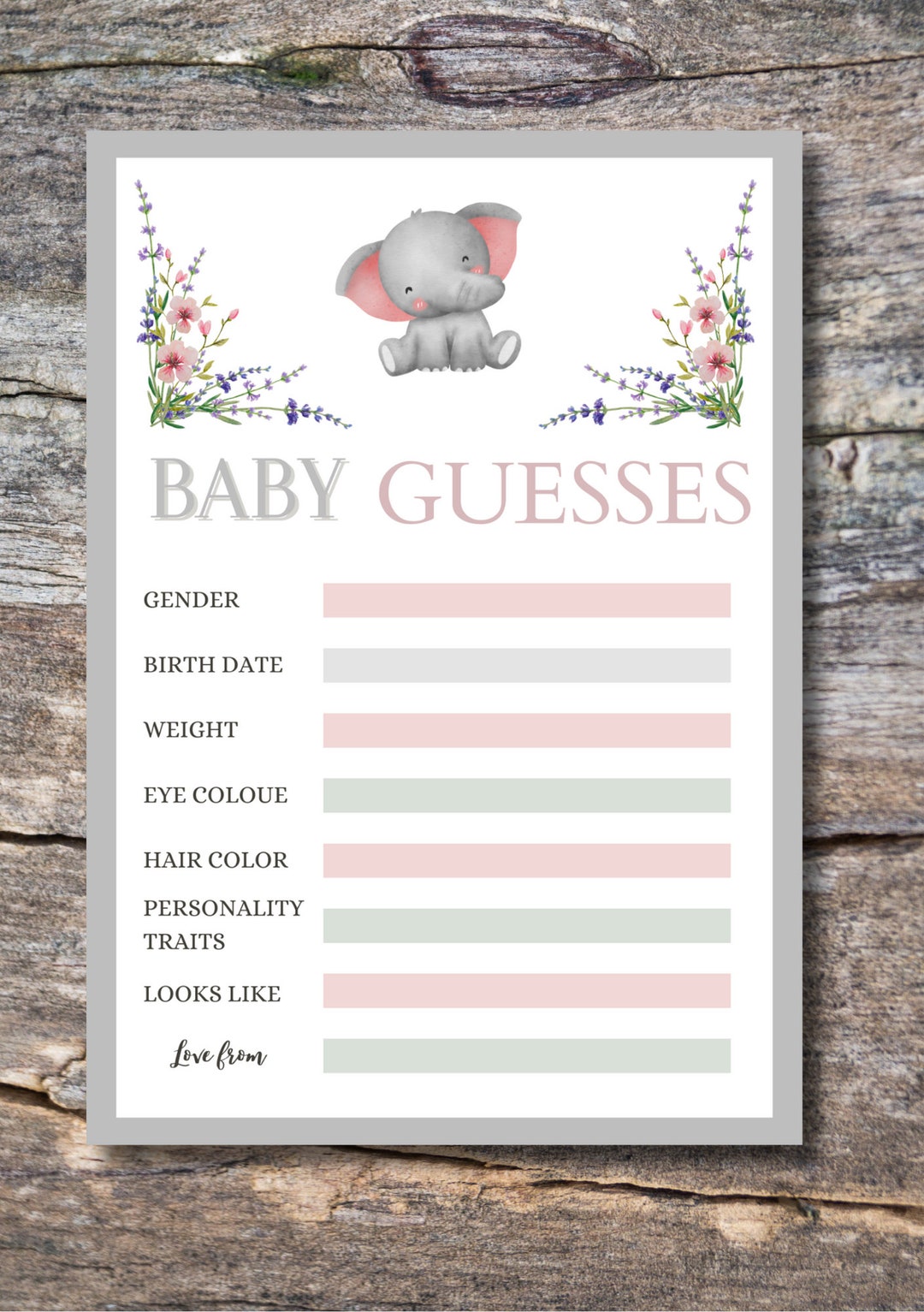 Baby Guesses Baby Shower Game Sheet - Etsy