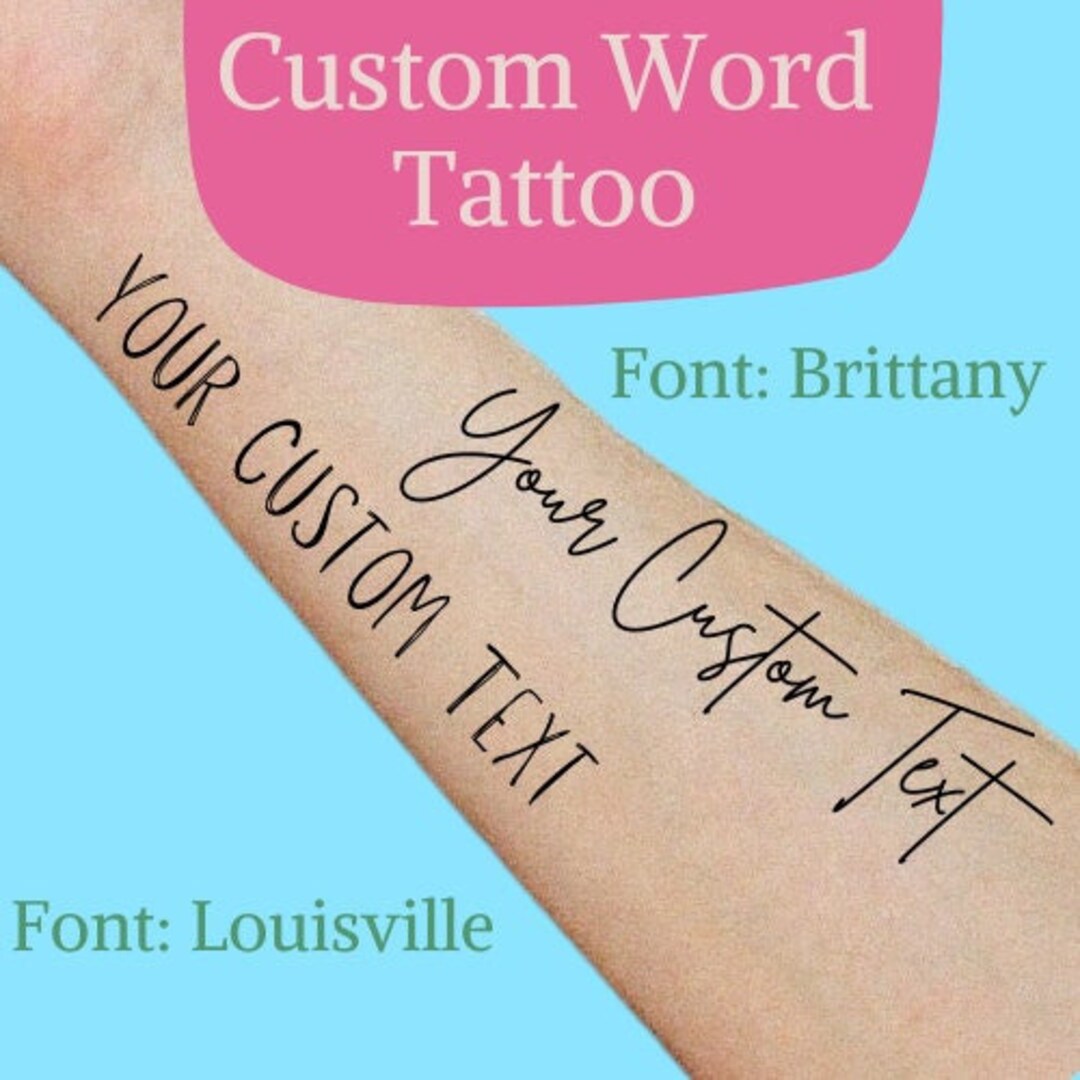 Custom Word Tattoo Choose Your Font and Size Personalized Temporary Tat ...