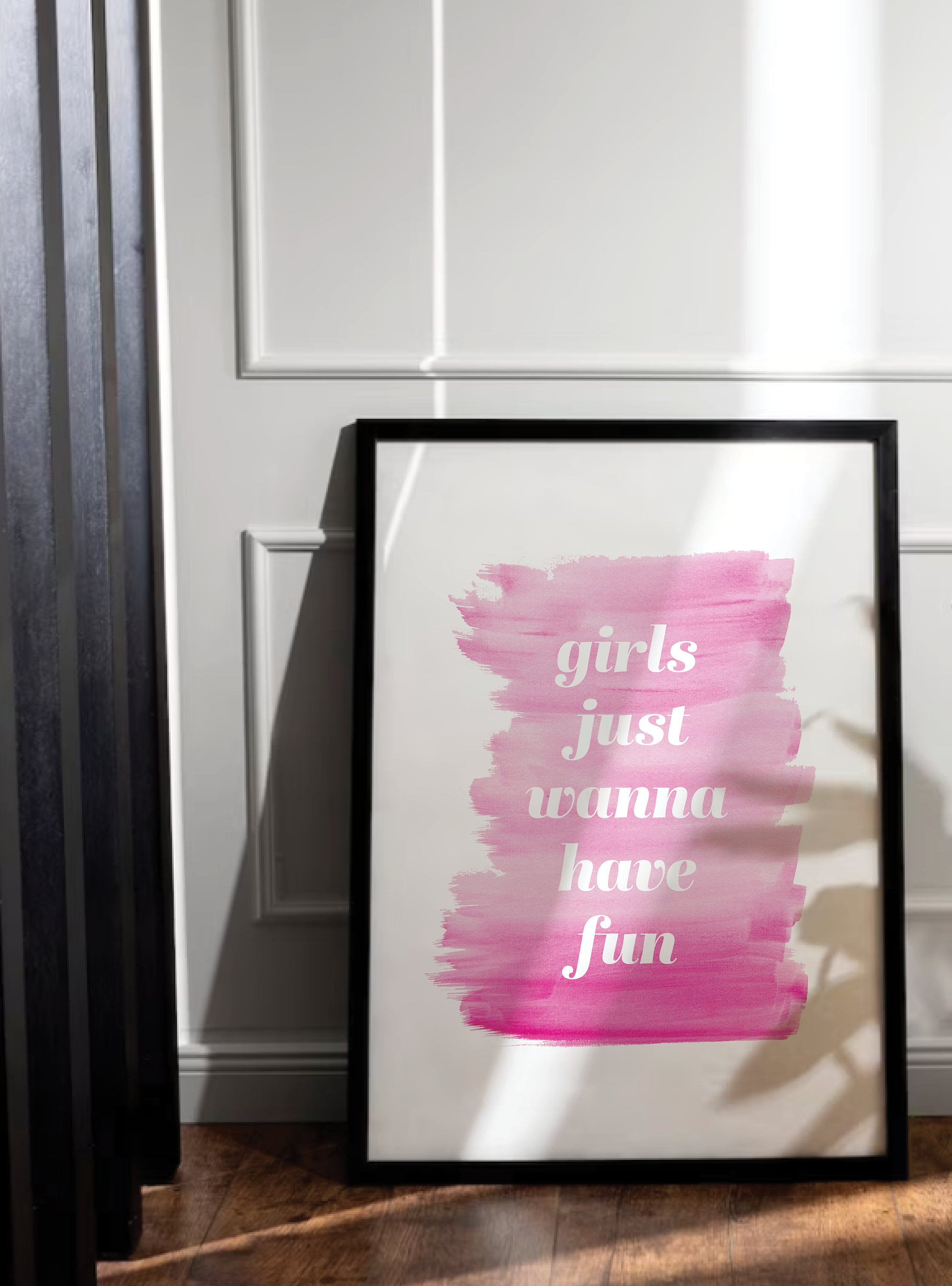 Girls Just Wanna Have Fun Poster, Pink Watercolor Print, Girls Bedroom ...