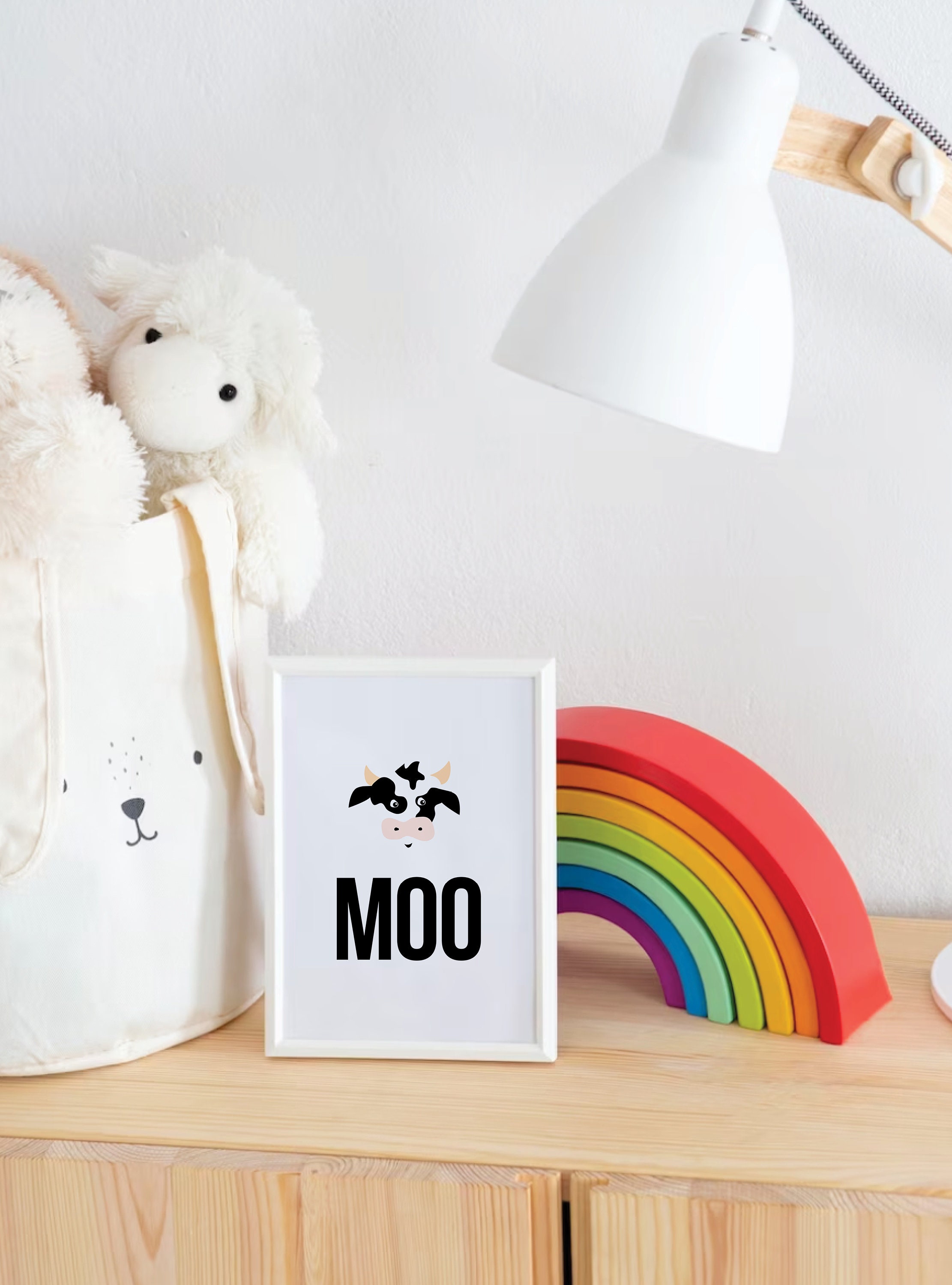 Moo Poster Moo Cow Art Simple Cow Print Kids Playroom or - Etsy