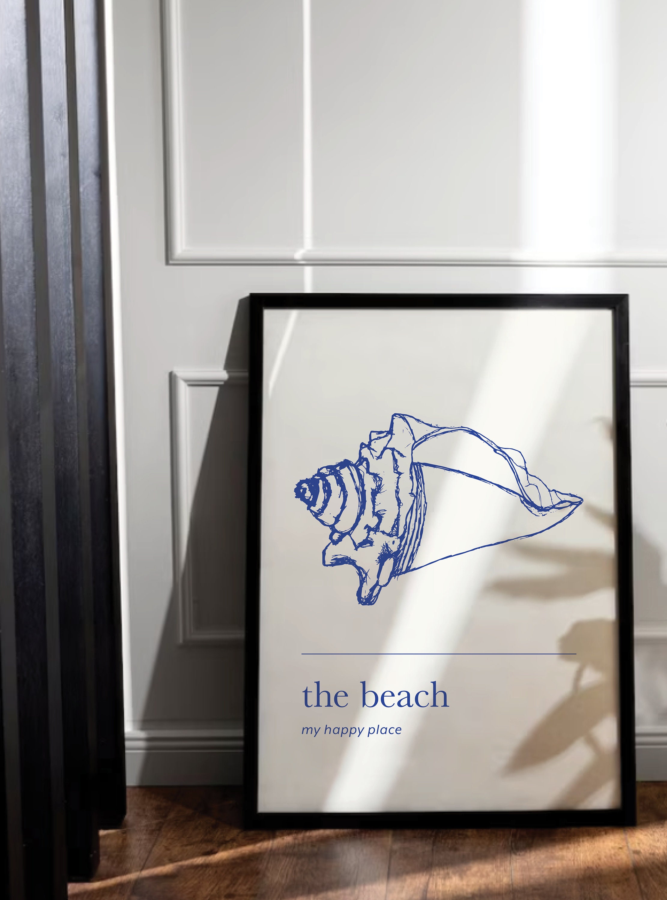 Conch Shell Hand Sketched the Beach, My Happy Place Poster, Blue Conch ...