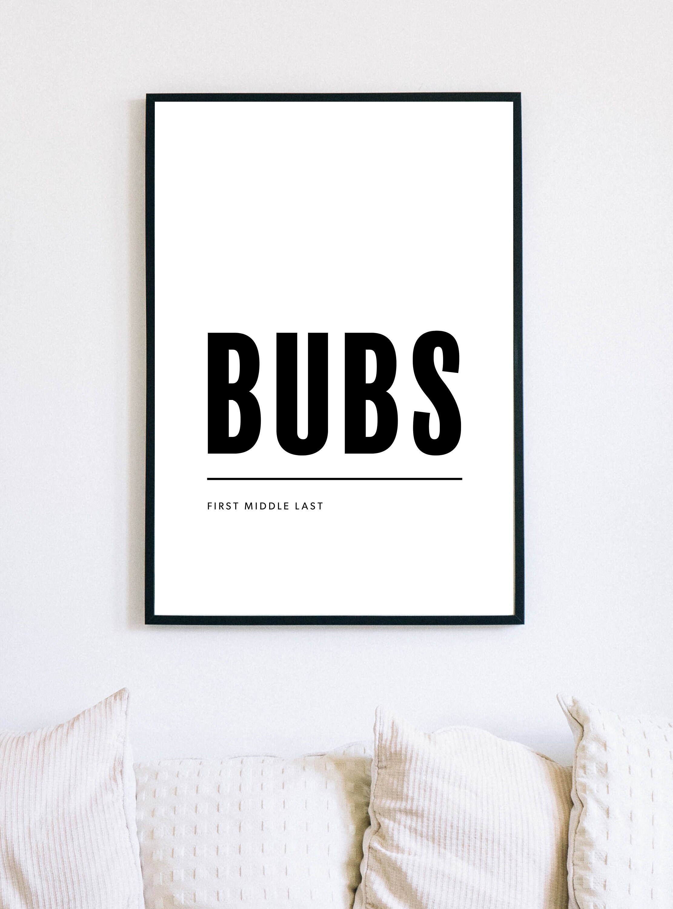 Custom Bubs Name Poster, Nursery, Playroom Kids Custom Print, Bubs Name ...