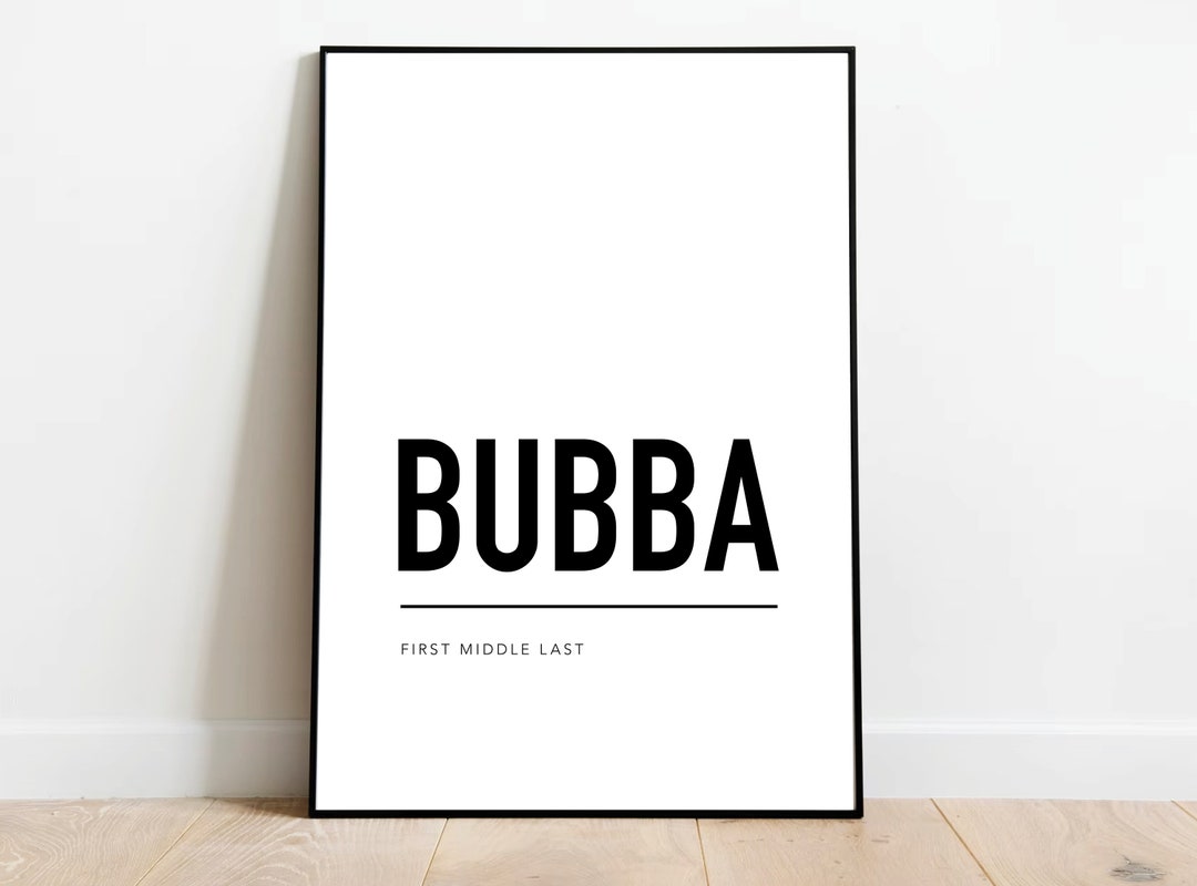 Custom Bubba Name Poster, Custom Name Print, Nursery or Kids Room ...