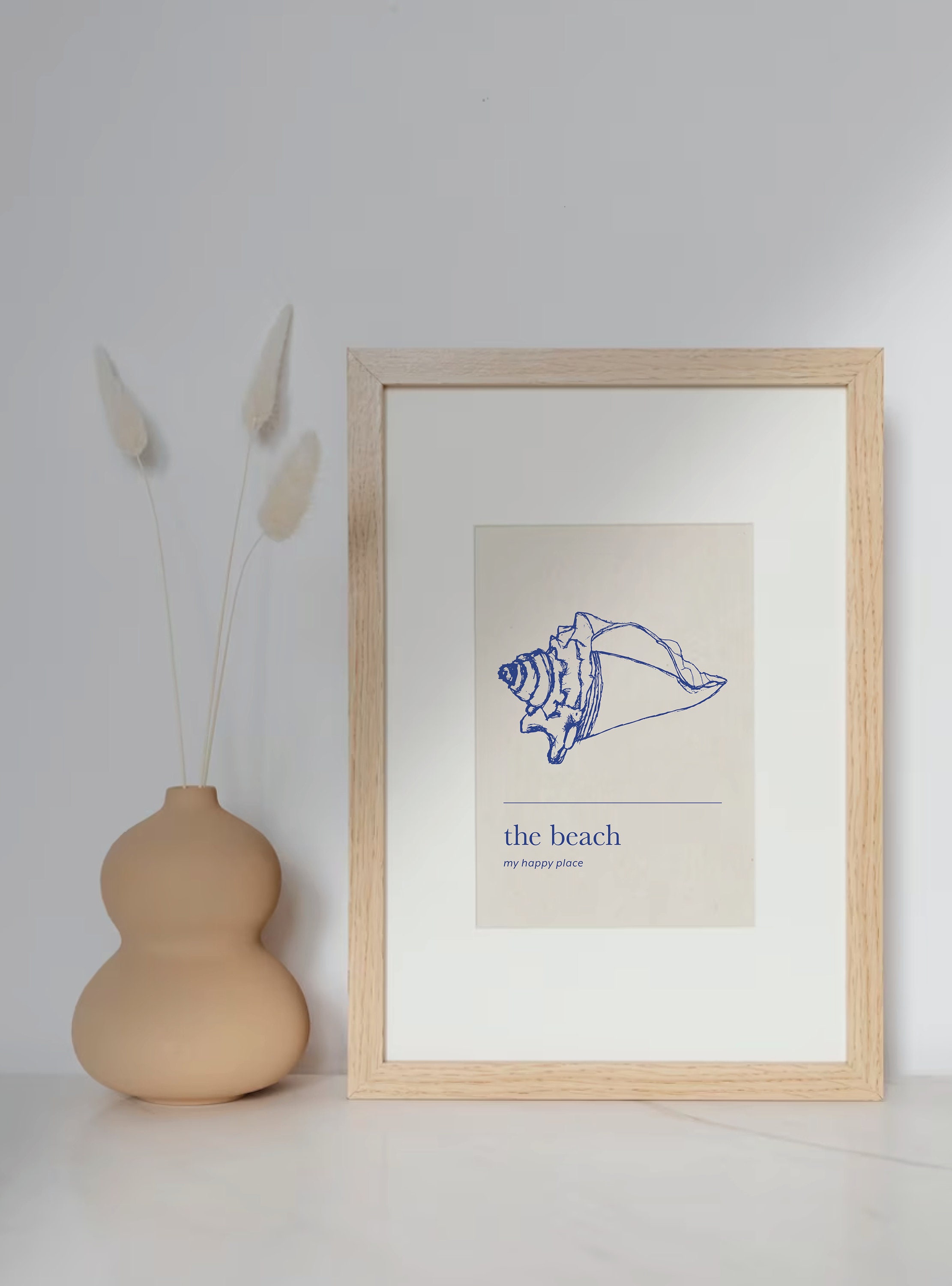 Conch Shell Hand Sketched the Beach, My Happy Place Poster, Blue Conch ...