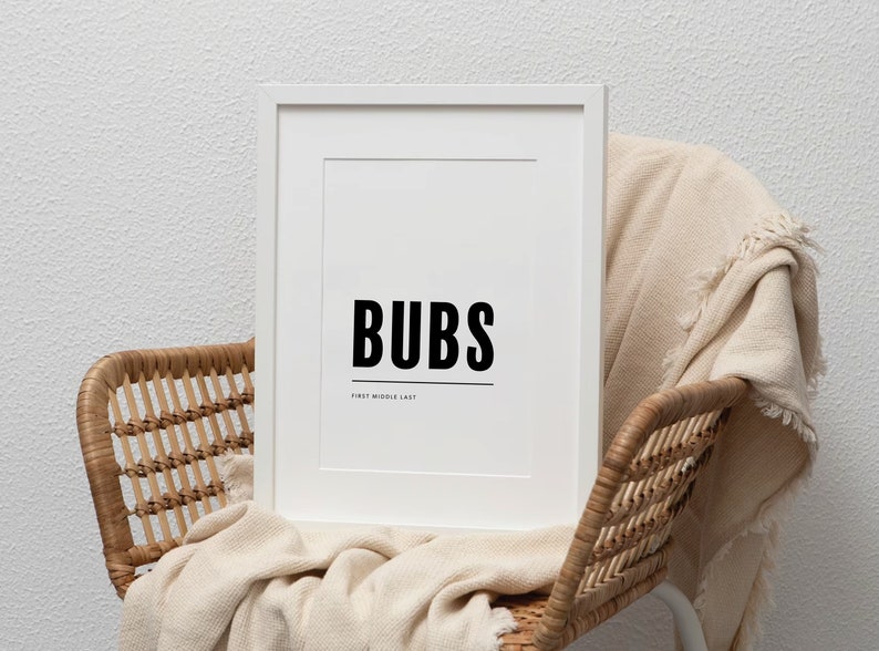 Custom Bubs Name Poster, Nursery, Playroom Kids Custom Print, Bubs Name ...