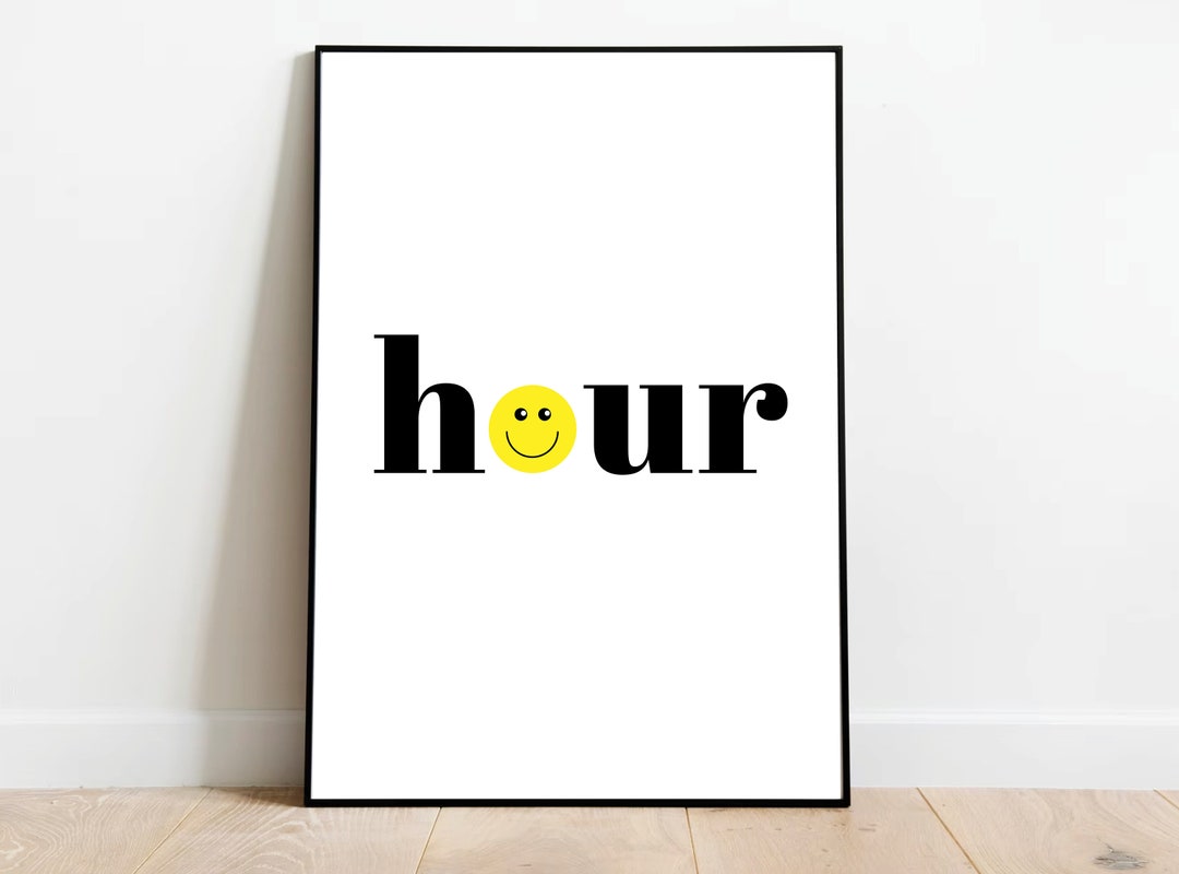 Happy Hour Poster, Bar Happy Hour Print, Smiley Face Poster ...
