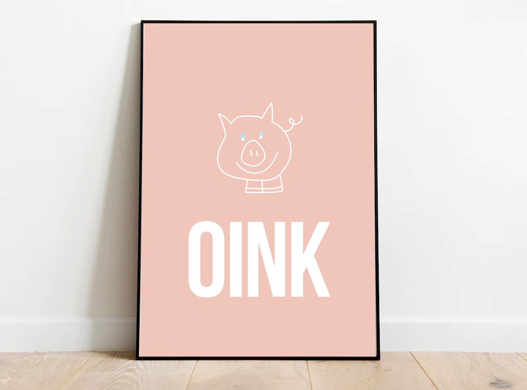 Pig Oink Poster, Minimalist Pink Pig Art, Kids, Nursery And/or Playroom ...