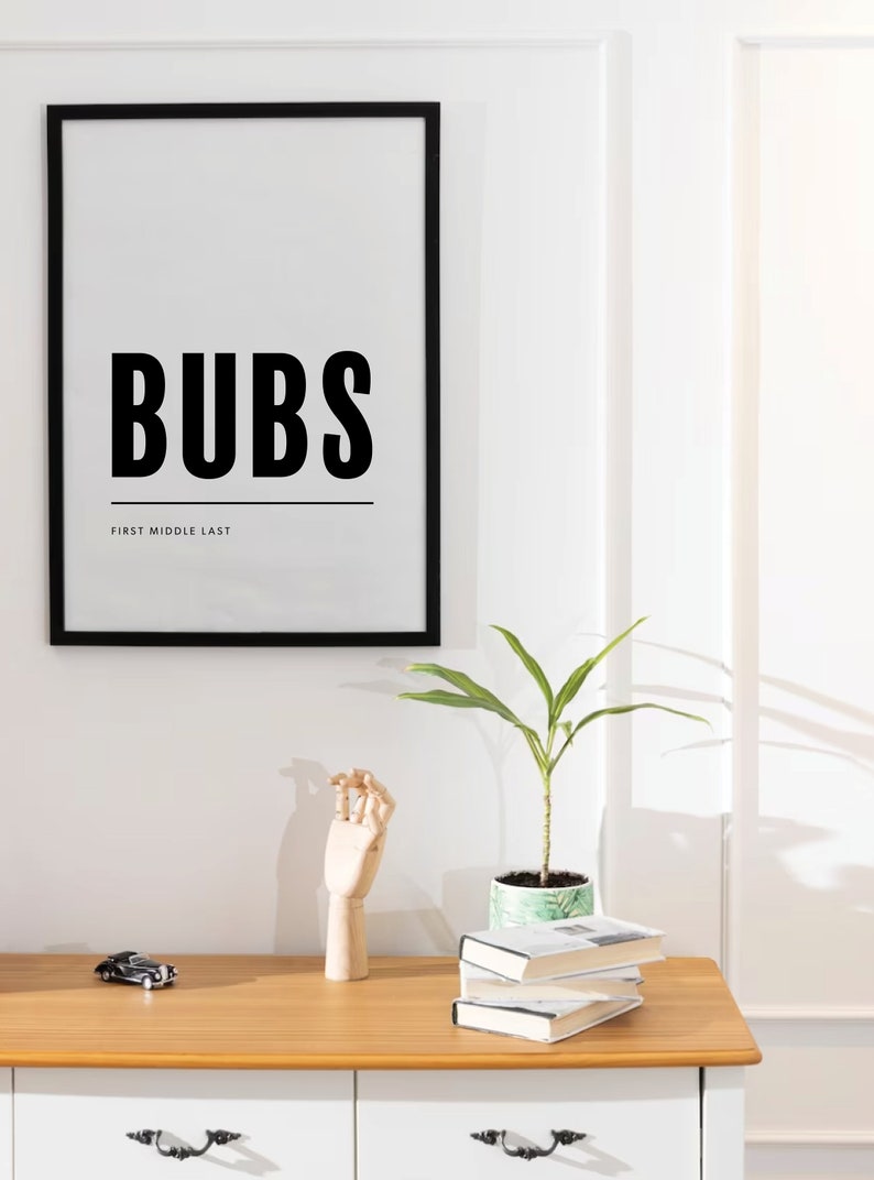 Custom Bubs Name Poster, Nursery, Playroom Kids Custom Print, Bubs Name ...