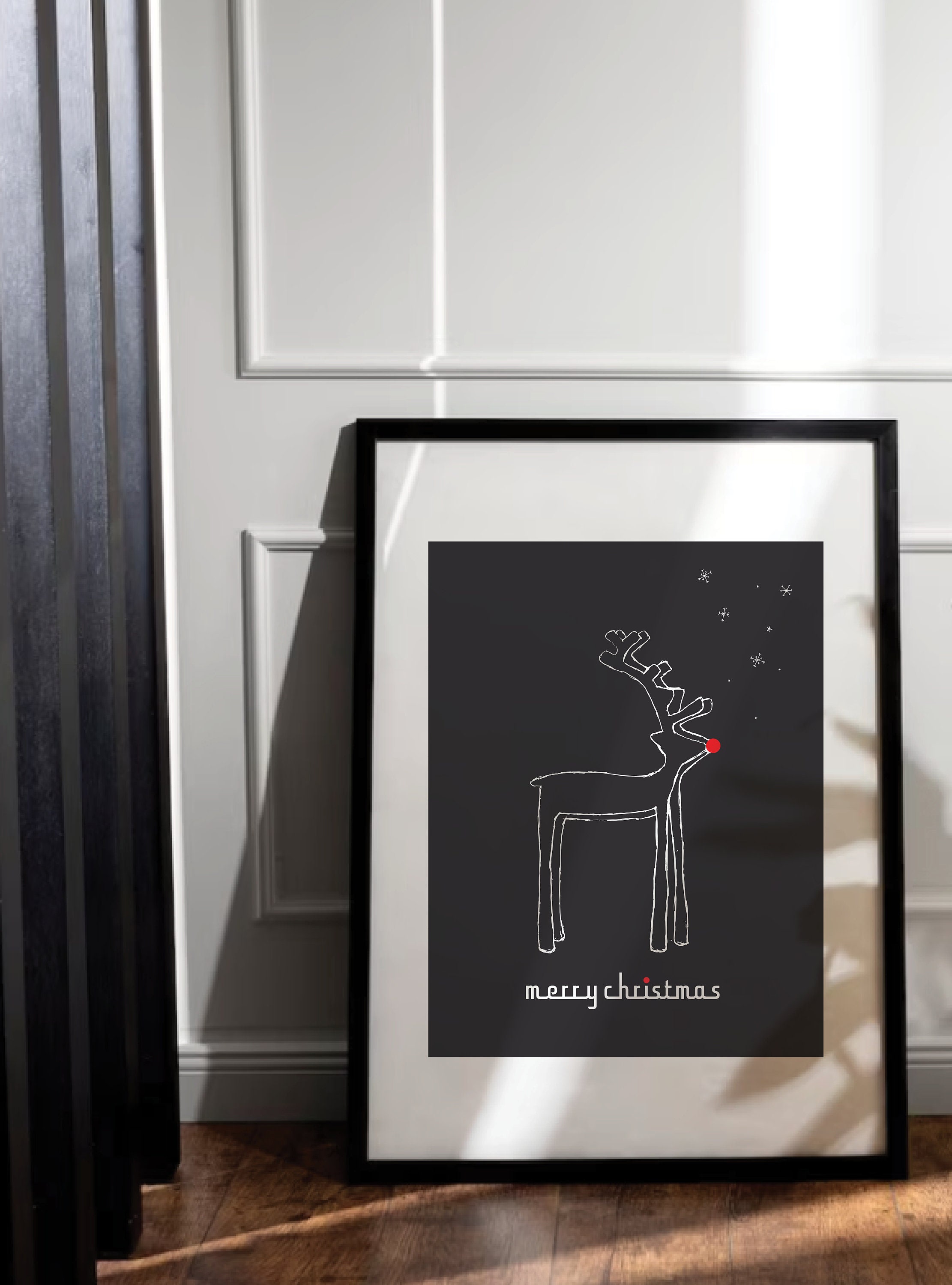 Rudolph the Red Nose Reindeer Poster, Hand Sketched Reindeer and ...