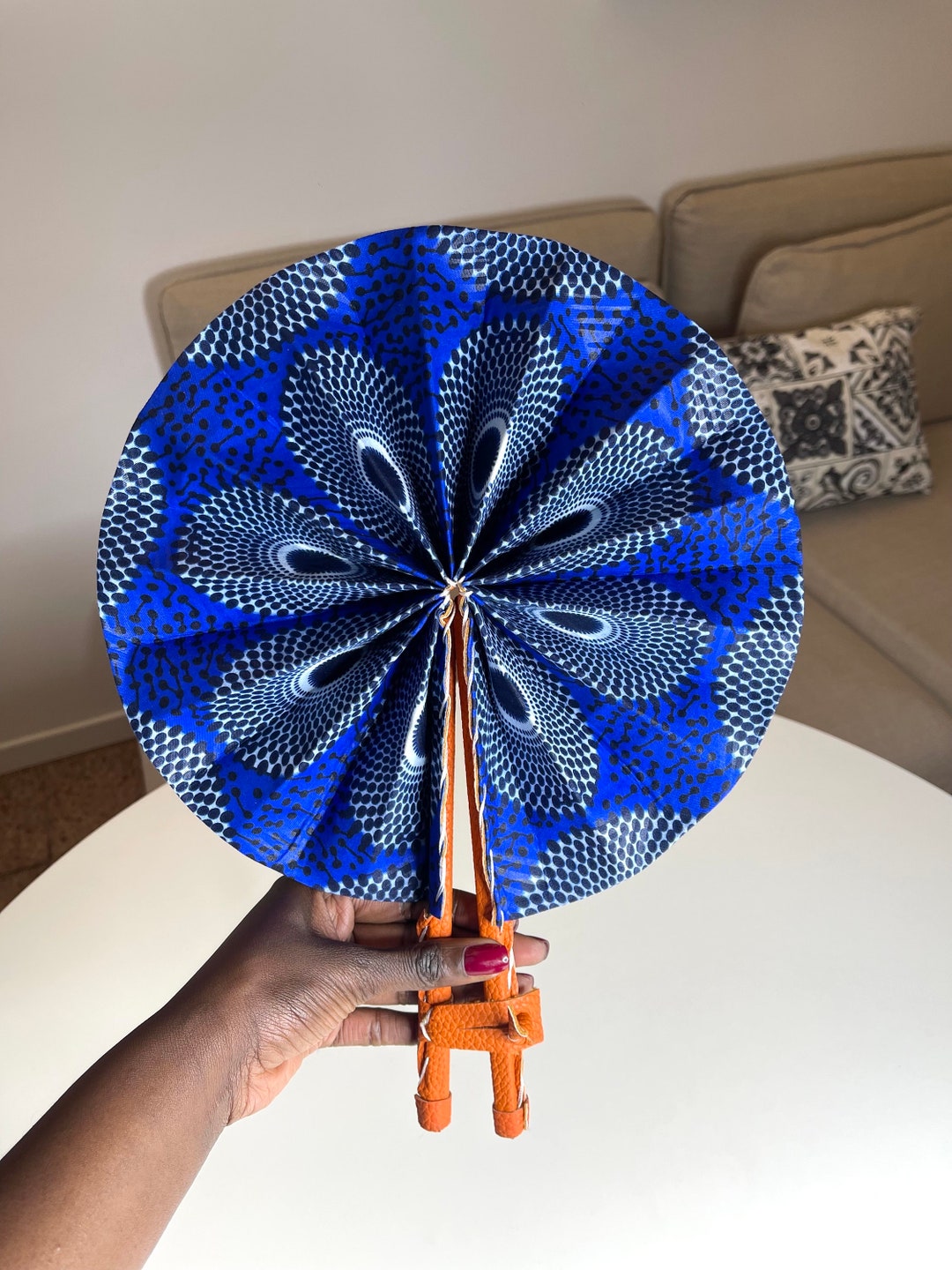 African Handmade Fan Ethnic Accessory Summer Blue Fan. - Etsy