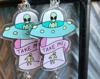 Alien Abduction Dangle Earrings - Etsy