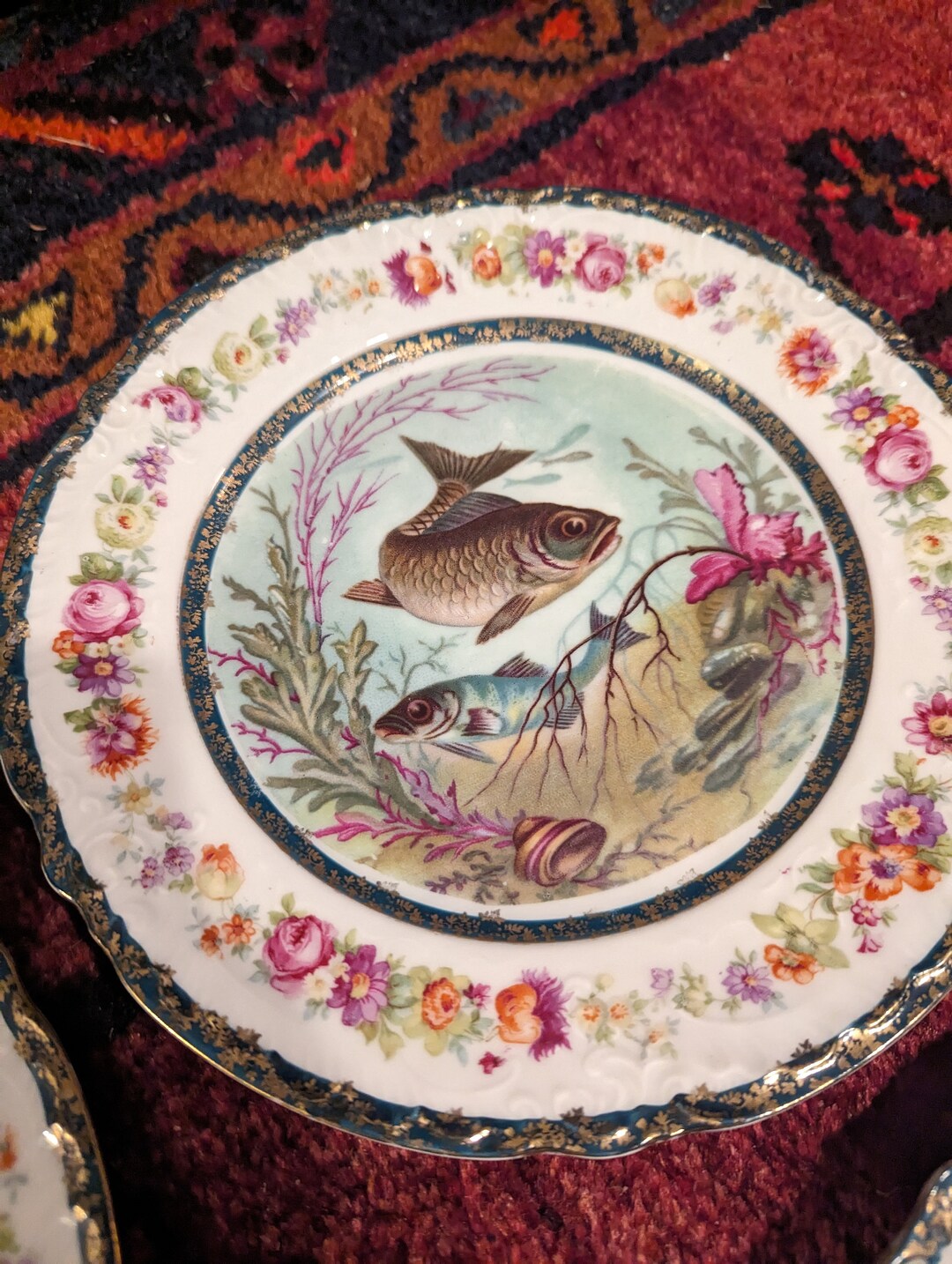 Antique Victoria Crown Austria Fish Plates Set of 4 - Etsy