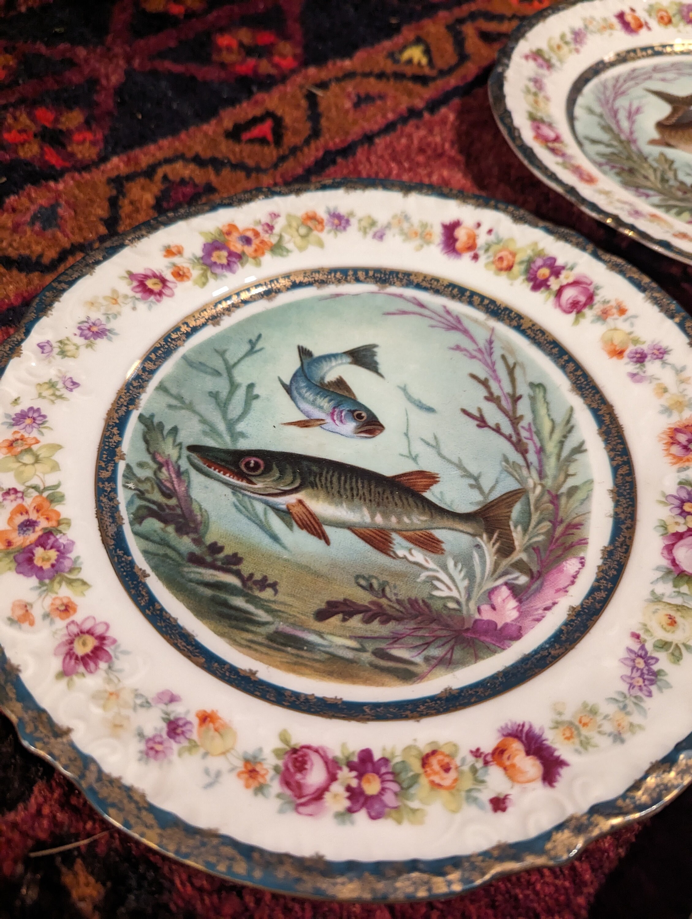 Antique Victoria Crown Austria Fish Plates Set of 4 - Etsy