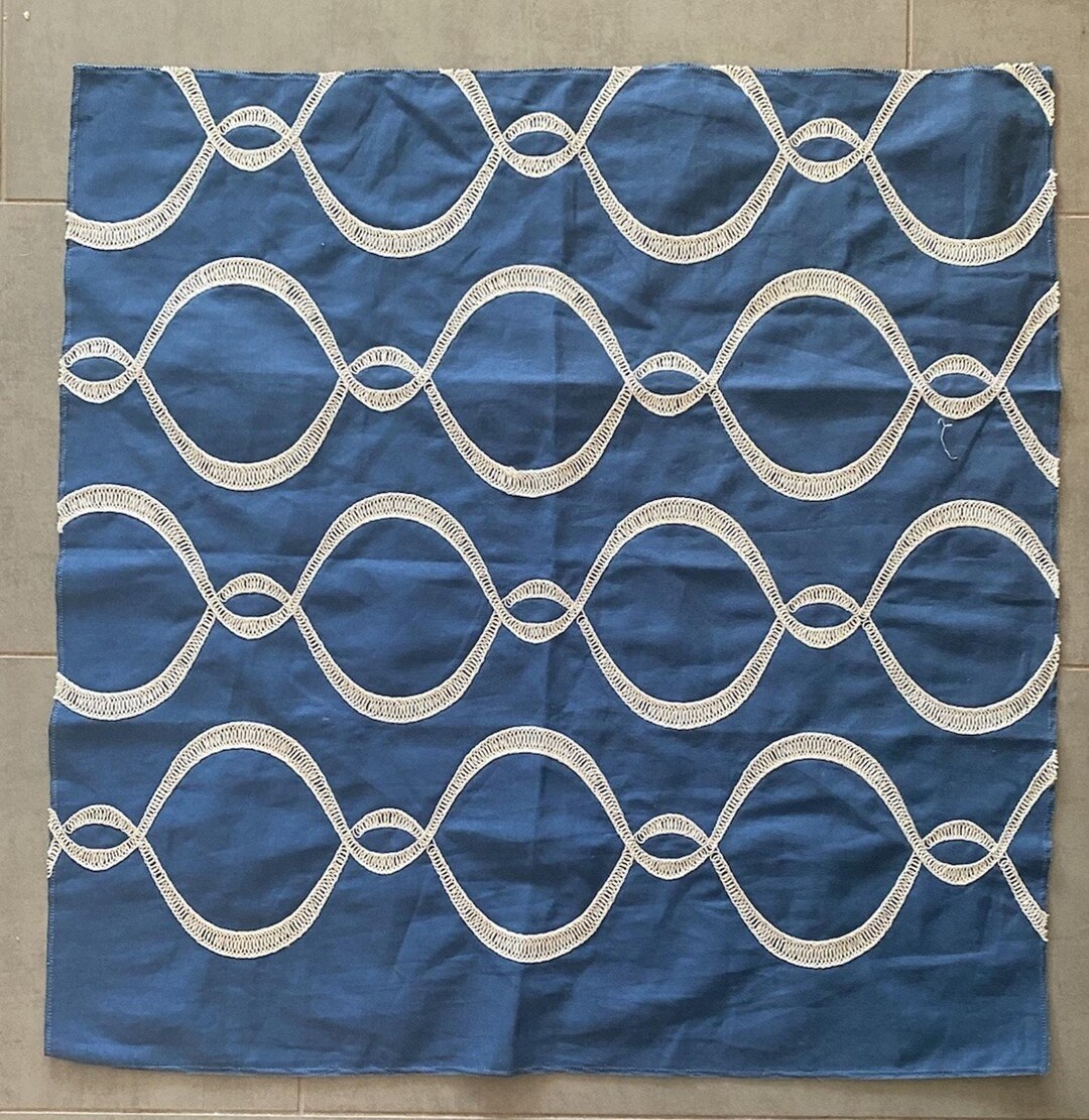 Royal Blue Cotton Fabric Embroidered Spirals Sample 26"x26" - Etsy