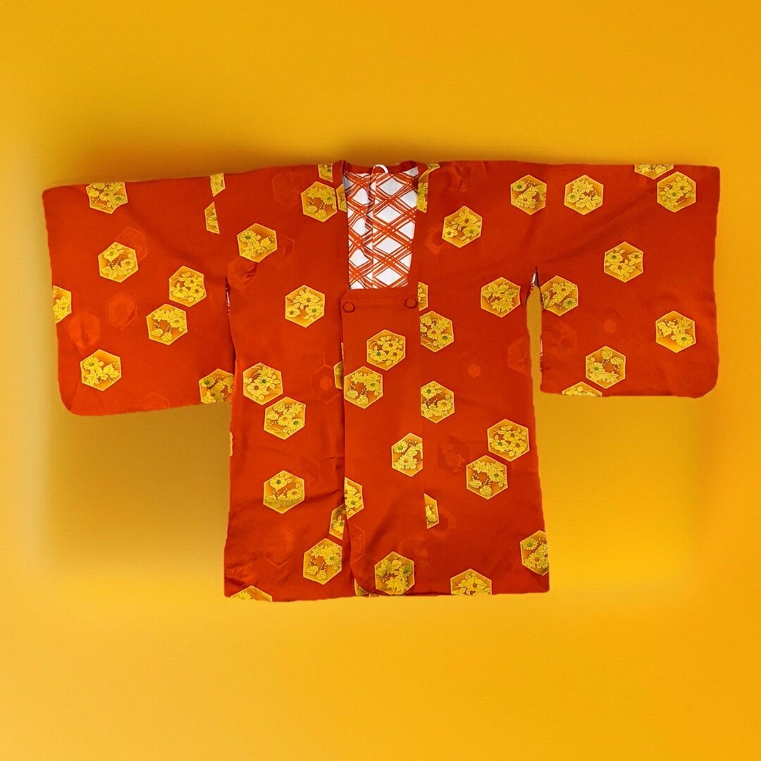 Vintage Japanese Silky Handmade Orange & Gold Brocade Haori Jacket - Etsy