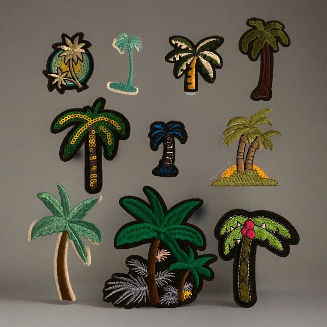 Set 10 Palm Tree Patches Embroidered Iron on Patch Appliques 1.625 to 3 ...