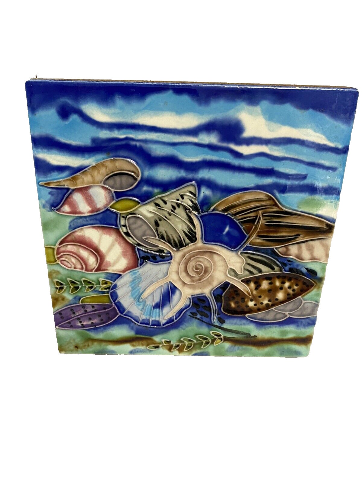 Ceramic Art Tile Tropical Beach Seashells Trivet 6x6 Freestanding ...