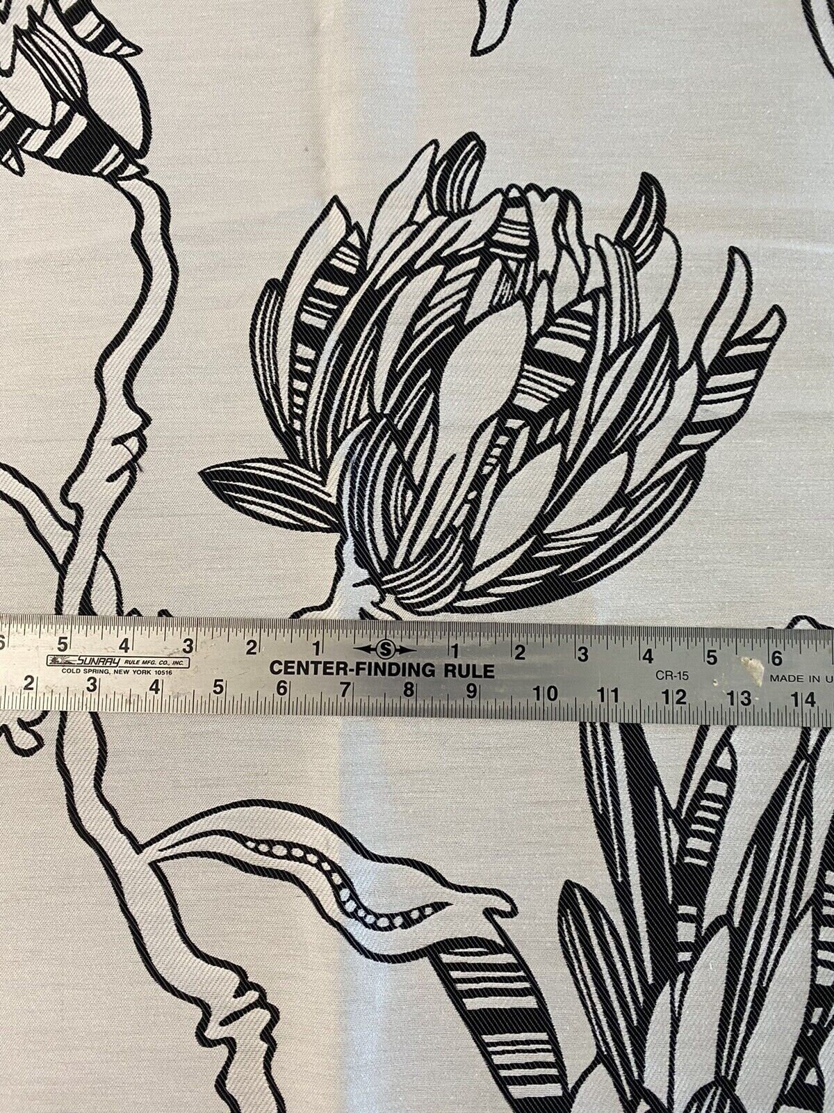 Mod Retro Black & White Floral Botanical Reversible Fabric Sample Stark ...