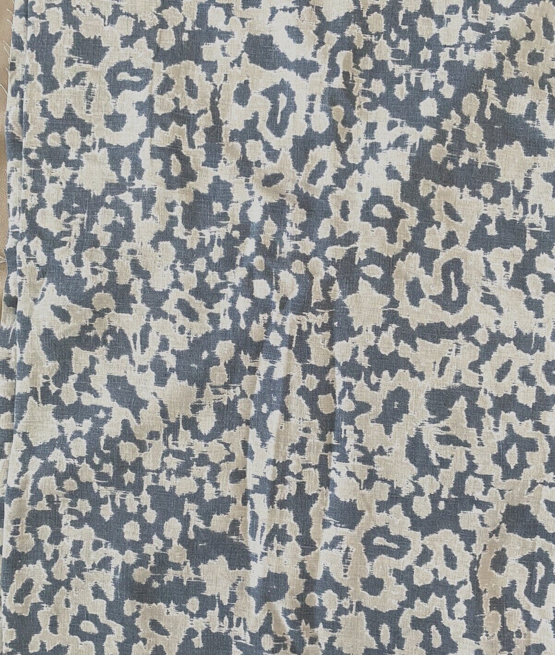 Abstract Celadon Medium Navy White Linen Print Fabric 2.5+ Yd 58"w List ...