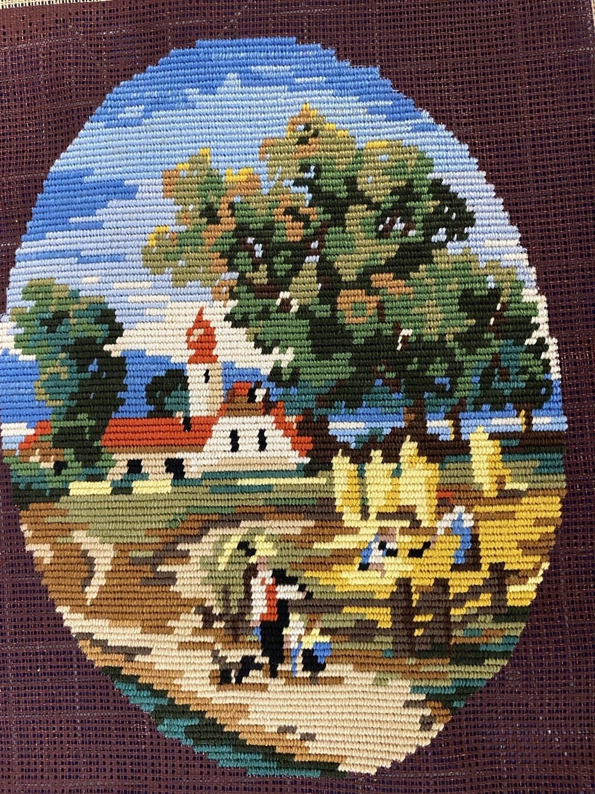 Large Beautiful German Landscape Scene Finished Needlepoint 9x10.5 ...