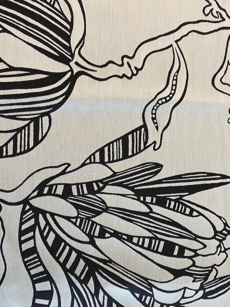 Mod Retro Black & White Floral Botanical Reversible Fabric Sample Stark ...