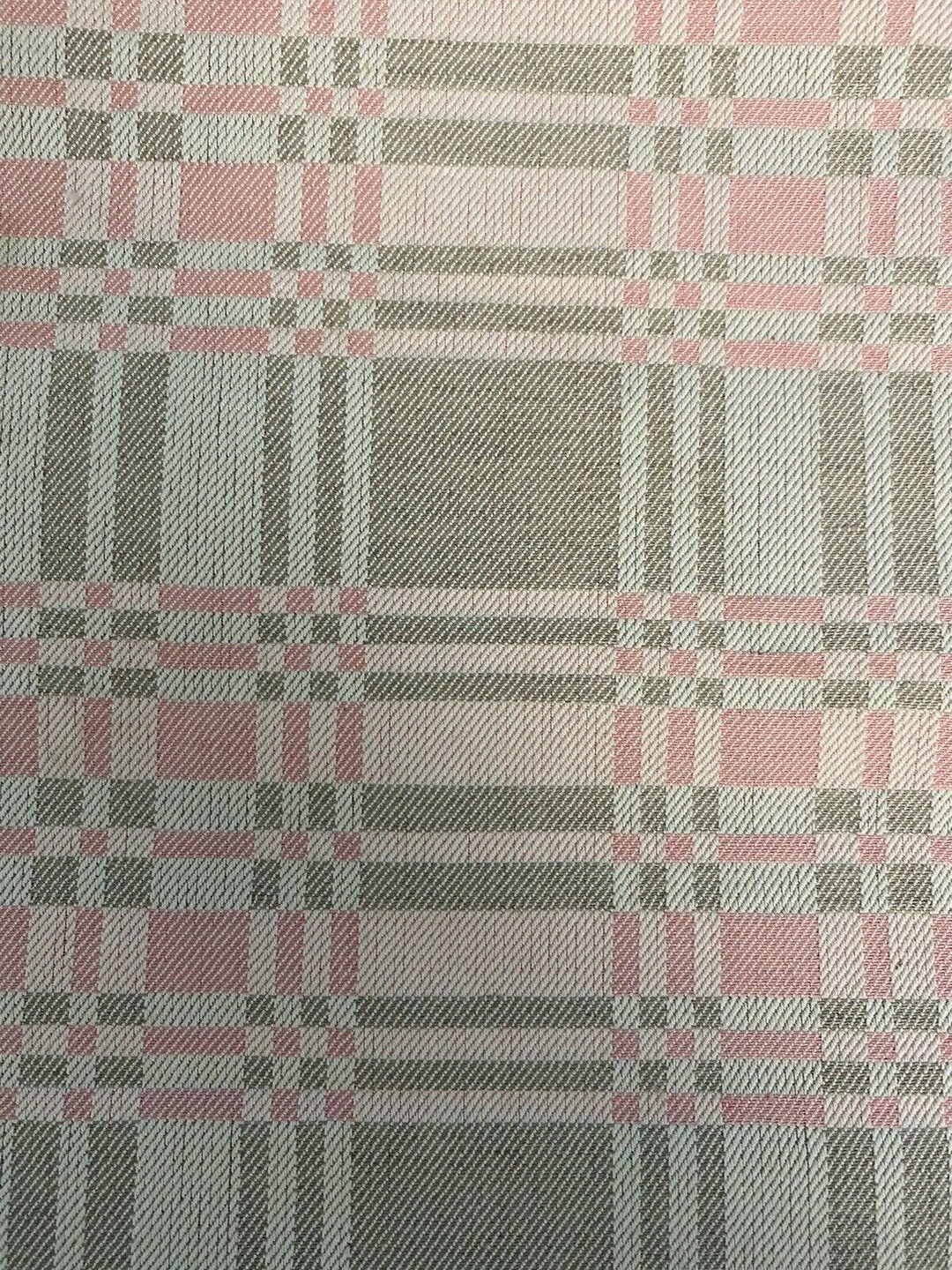 80's Swedish Custom Woven Subtle Pink Beige Taupe Plaid Fabric 51"w X ...