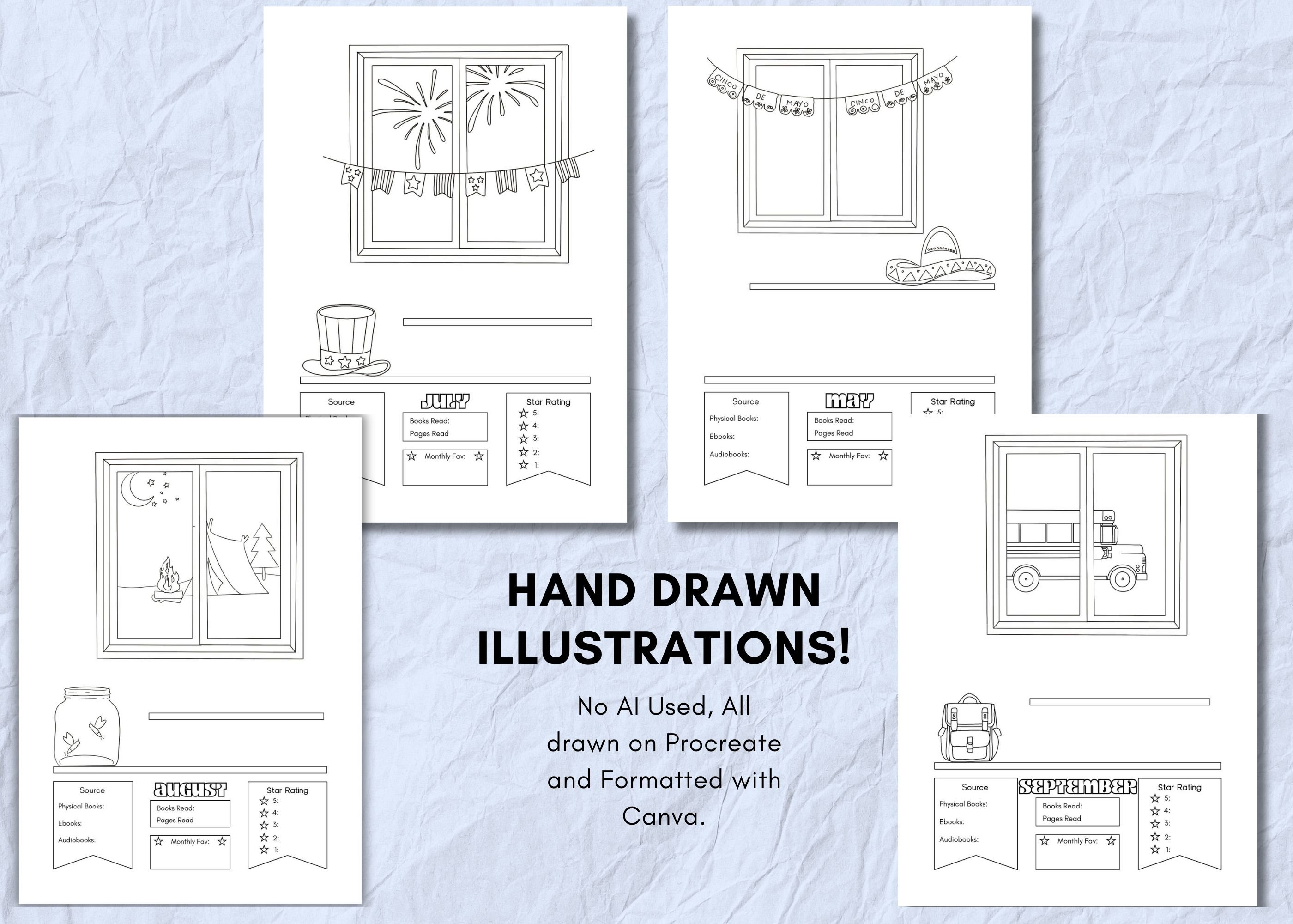 Bookshelf Coloring Tracker Reading Journal Log Book Stats Insert for ...