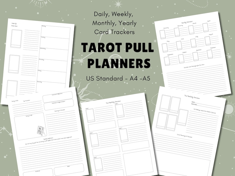 Tarot Card Pull Journal, Oracle Card Tracker Daily, Weekly, Monthly ...