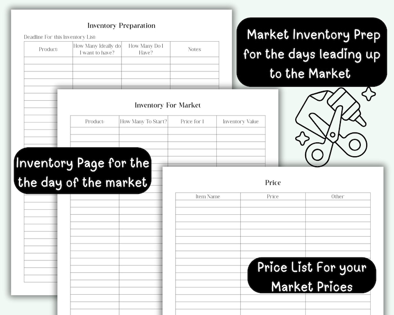 Craft Market Planner, Printable and Fillable Market Vender Trackers for ...