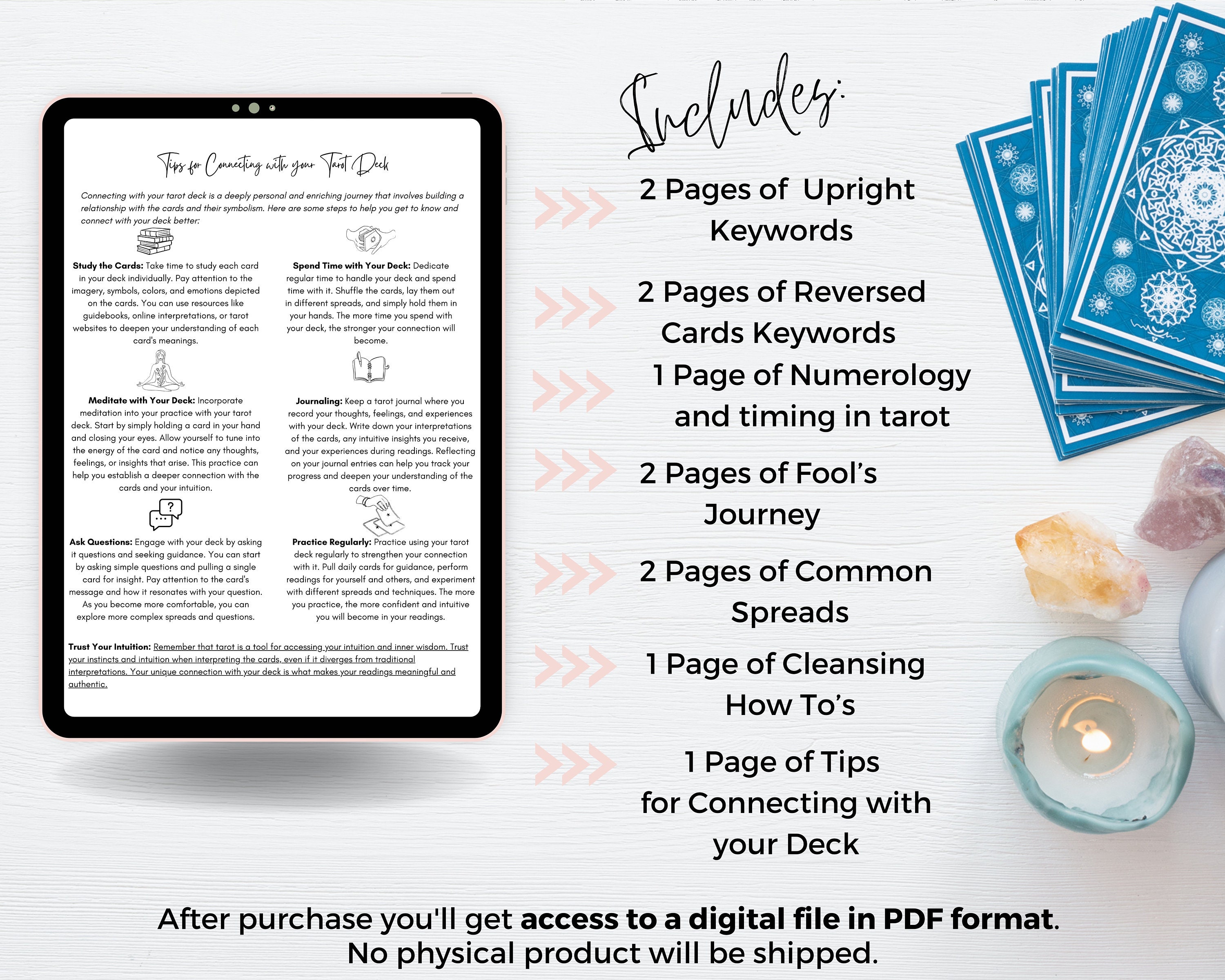 Tarot Cheat Sheet Beginner Printable Tarot Meanings and Study Guide W ...
