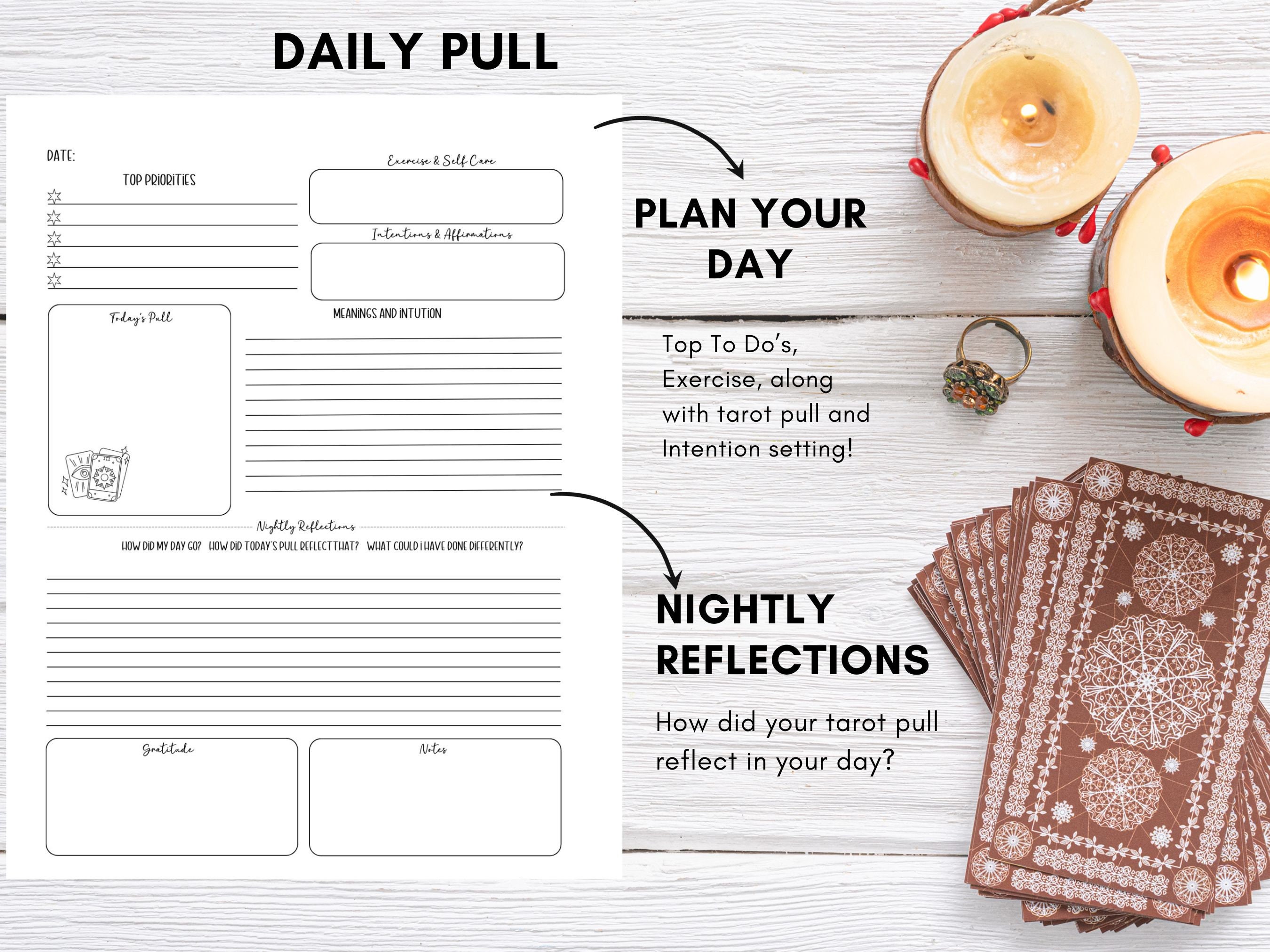 Tarot Card Daily Journal Printable Oracle Tracker Daily Oracle Card ...