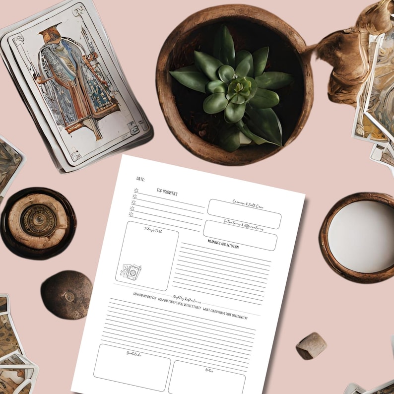 Tarot Card Daily Journal Printable Oracle Tracker Daily Oracle Card ...