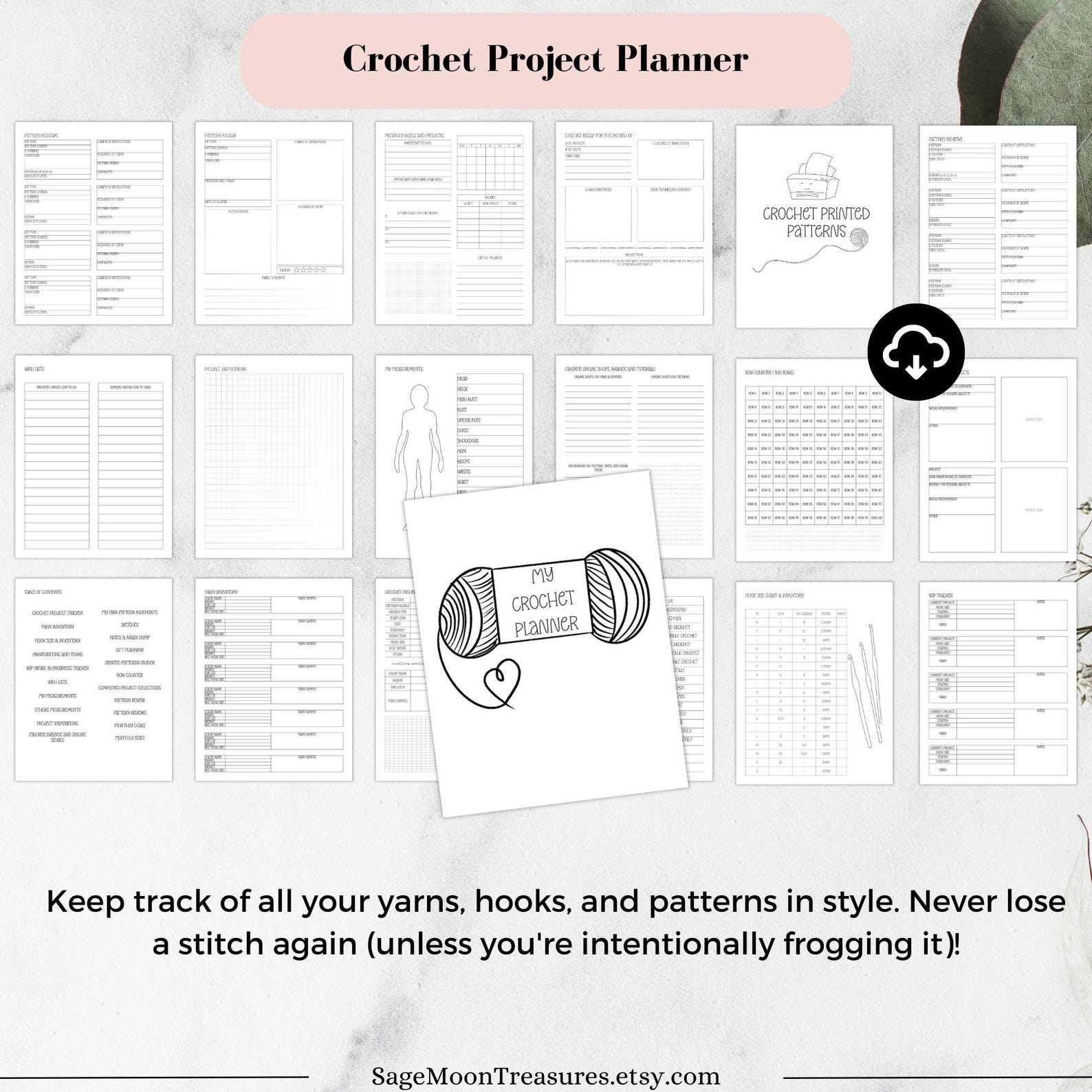 Crochet Planning Kit | 3-in-1 Printable Project Planner, Yarn Log, and ...