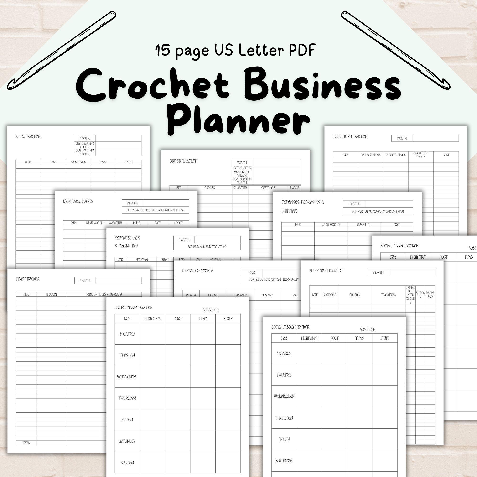 Crochet Business Planner 15 Page PDF Printable Tracker for Small ...