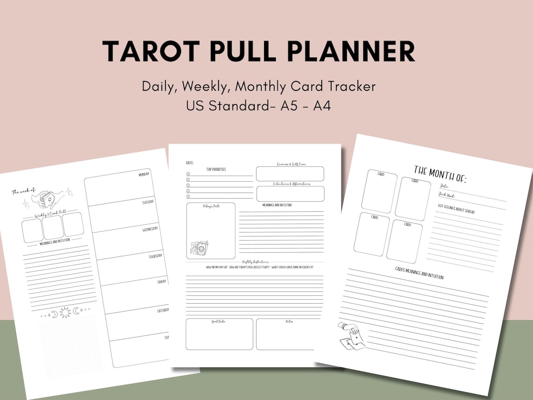 Tarot Card Pull Journal, Daily, Weekly, Monthly Tarot Planner ...