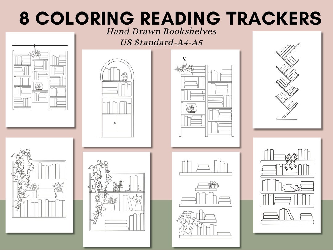 Coloring Reading Tracker Book Shelf Pdf 8 Page Kids Reading Log ...