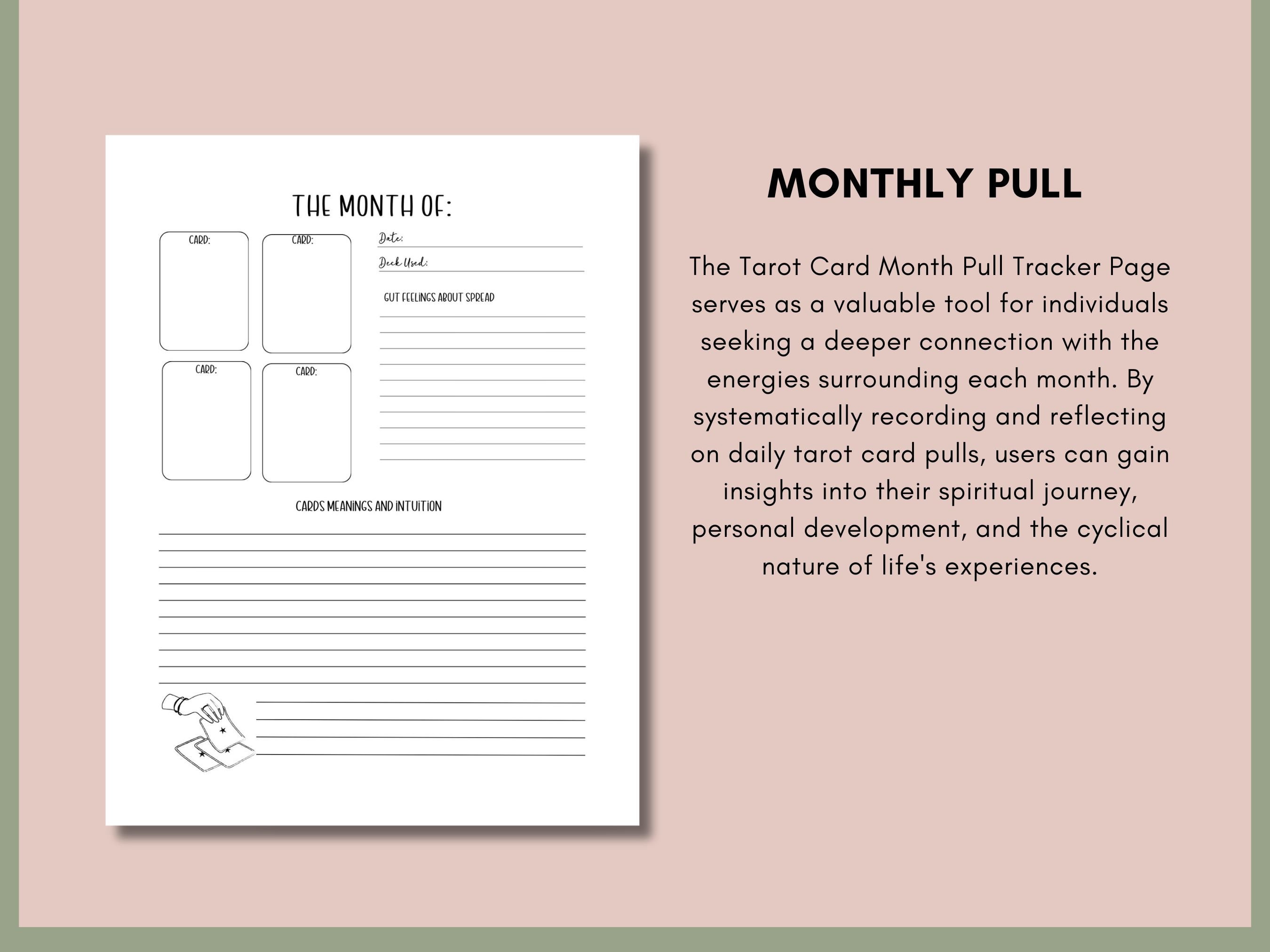 Tarot Card Daily Journal Printable Oracle Tracker Daily Oracle Card ...