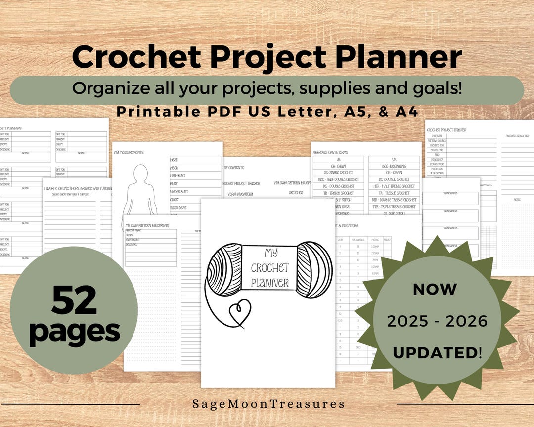 Printable Crochet Project Planner 52 Page PDF to Organize and Track ...