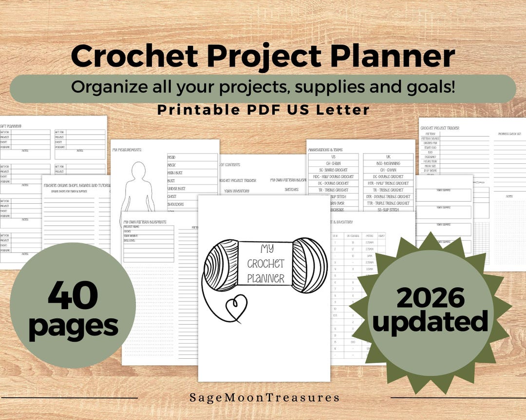 Printable Crochet Project Planner, 2025-2026 (52 Page PDF) - Etsy