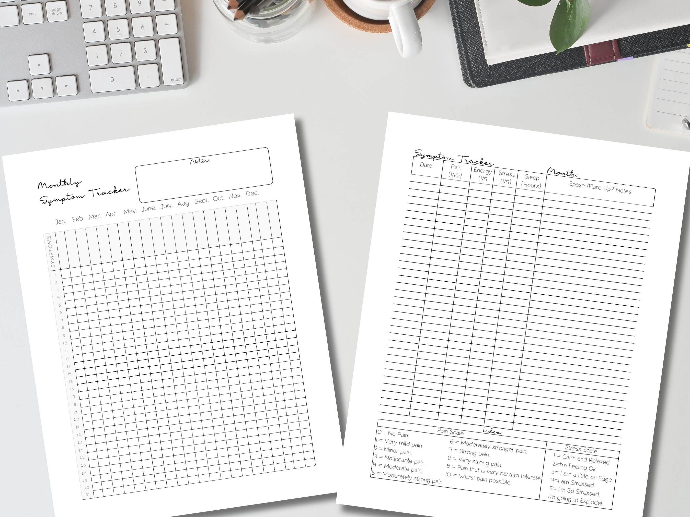 Symptom Tracker, Printable Daily Monthly Pain Log, Chronic Illness ...