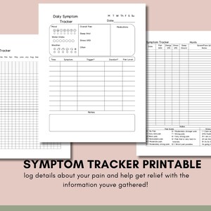 Printable Monthly Symptom Tracker, Fillable Daily Pain Log, Symptom ...