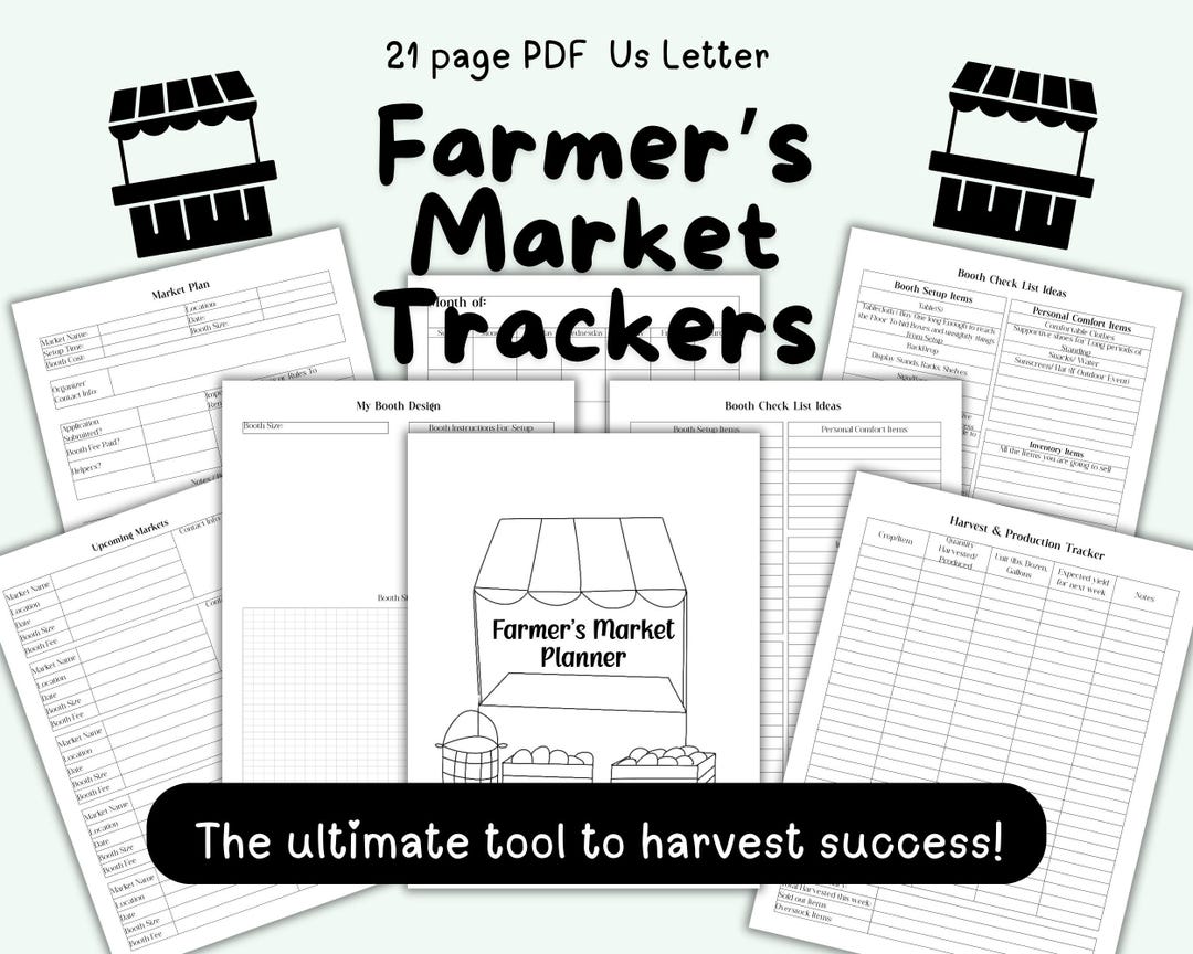 Farmer's Market Planner, Printable and Fillable Market Vender Trackers ...