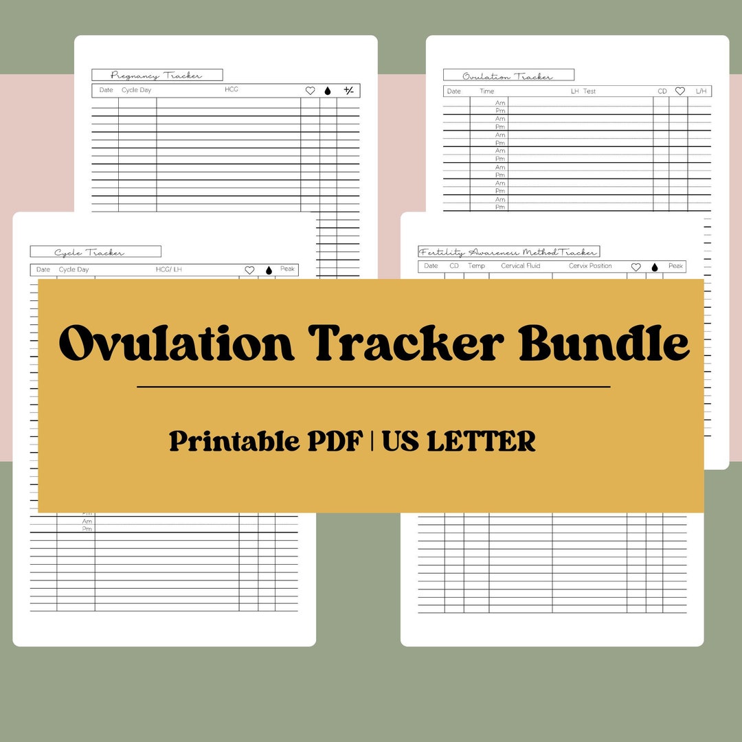 Ovulation Tracking Guide Bundle, Cycle Tracker Pregnancy Test Log ...
